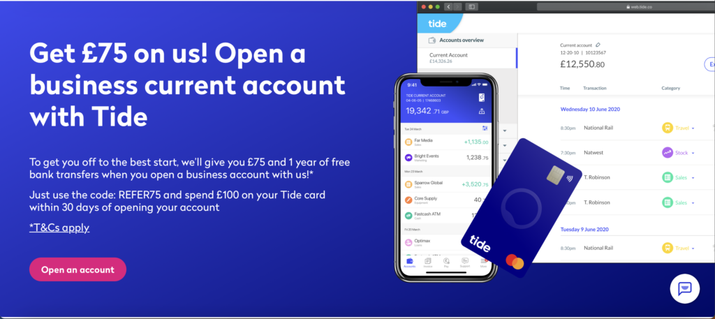 Tide Bank Referral code: REFER75 - Get £175 Free Cash